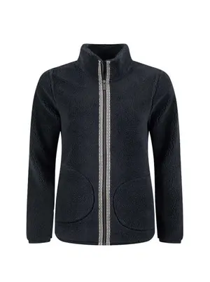 WEIRD FISH Lucille Lightweight Full Zip Borg Fleece Jacket - Navy