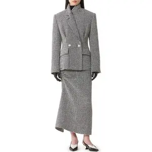 LANVIN Long Draped Tweed Skirt