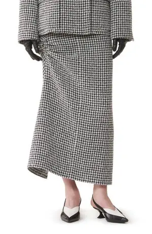 LANVIN Long Draped Tweed Skirt