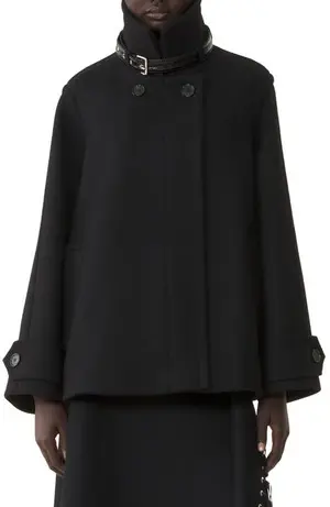 LANVIN Short Wool Coat With Stand-up Collar - Black