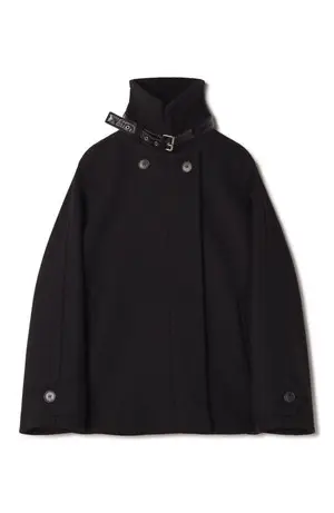 LANVIN Short Wool Coat With Stand-up Collar - Black