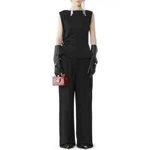 LANVIN Sleeveless Boatneck Satin Top