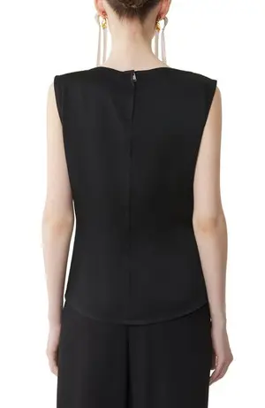 LANVIN Sleeveless Boatneck Satin Top