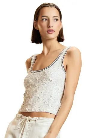 Cynthia Rowley Sequin Embellished Scoop Neck Tank