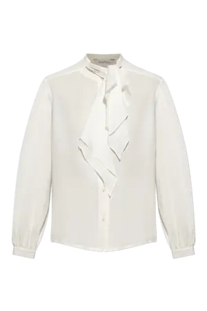 Max Mara Silk 'leccio' Shirt With Tie Neck - White