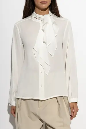 Max Mara Silk 'leccio' Shirt With Tie Neck
