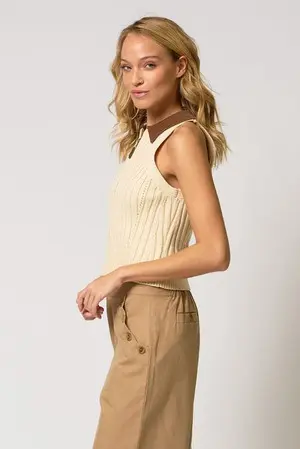 Central Park West Phoebe Ribbed Zip-up Tank