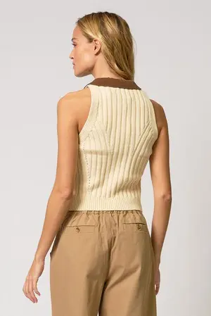 Central Park West Phoebe Ribbed Zip-up Tank