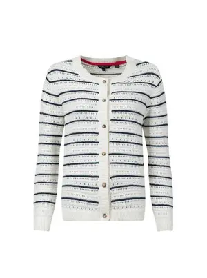 WEIRD FISH Pointelle Striped Cardigan