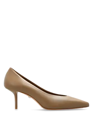 Max Mara Leather Pointed Toe Stiletto Heel Pumps - Beige