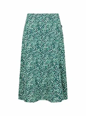 WEIRD FISH Romaro Printed Jersey Midi Skirt - Deep Teal