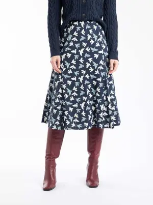 WEIRD FISH Romaro Printed Jersey Midi Skirt - Midnight