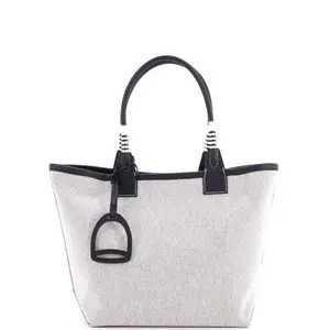 Hermès Sac Steeple Tote Toile With Leather 28 - Black