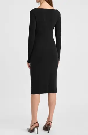 Santorelli Keegan Draped Knot Long Sleeve Jersey Dress
