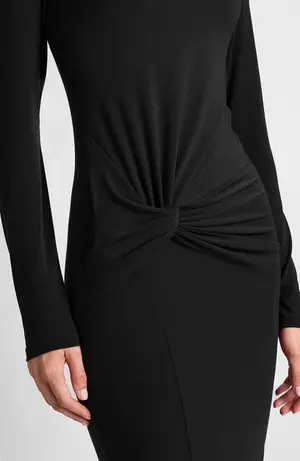 Santorelli Keegan Draped Knot Long Sleeve Jersey Dress