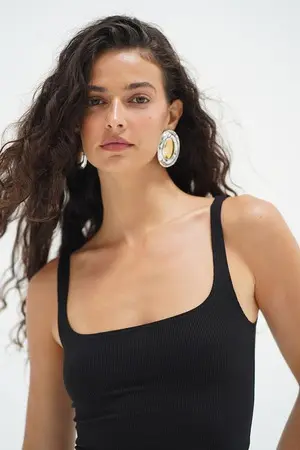 Lna Ribbed Scoop Neck Tank - Black