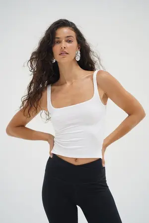 Lna Ribbed Scoop Neck Tank - White