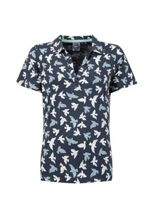 WEIRD FISH Rhenena Printed Jersey Polo Shirt