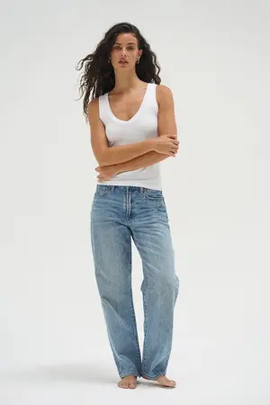 Lna V Slim Ribbed Tank - White