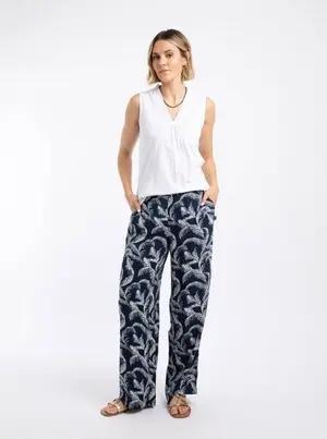 WEIRD FISH Mounira Printed Wide Leg Trousers