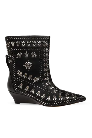 ODISSI Studded Wedge Ankle Boots - Black