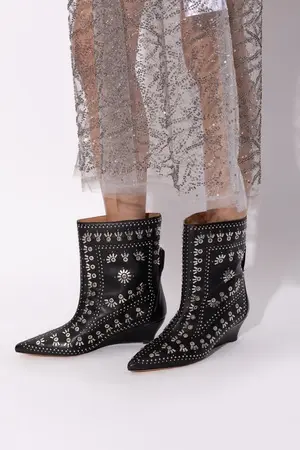 ODISSI Studded Wedge Ankle Boots