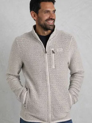 WEIRD FISH Transom Full Zip Jacket - Ecru