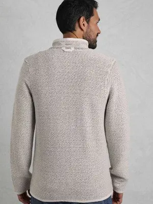 WEIRD FISH Transom Full Zip Jacket - Ecru