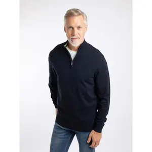 WEIRD FISH Blaine Fine Knit 1/4 Zip Jumper - Midnight