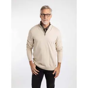 WEIRD FISH Blaine Fine Knit 1/4 Zip Jumper - Oyster