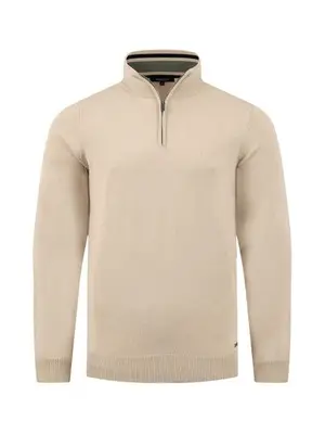 WEIRD FISH Blaine Fine Knit 1/4 Zip Jumper - Oyster