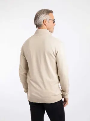 WEIRD FISH Blaine Fine Knit 1/4 Zip Jumper - Oyster