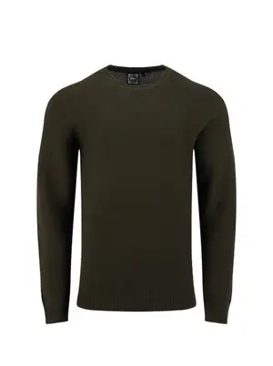 WEIRD FISH Rhett Crew Neck Knitted Jumper - Fir Green