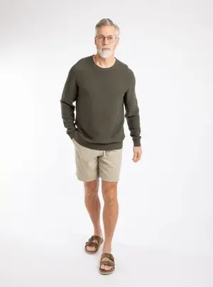 WEIRD FISH Rhett Crew Neck Knitted Jumper - Fir Green