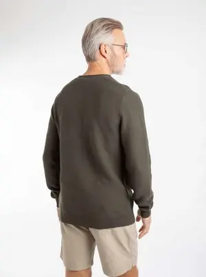 WEIRD FISH Rhett Crew Neck Knitted Jumper - Fir Green