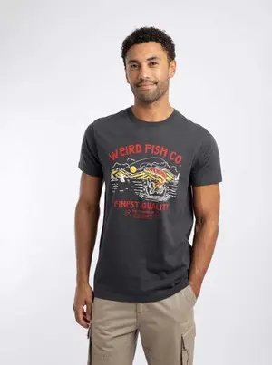 WEIRD FISH Fish Out Of Water Graphic T-shirt - Coal