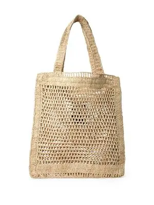 Chloé Beige Raffia Openwork Weave Tote Bag