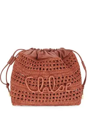 Chloé Raffia Drawstring Mini Bag - Multicolor