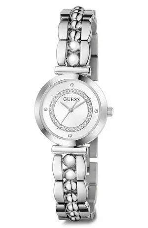 Guess Leena Bracelet Watch With Crystal Accents - White/silver