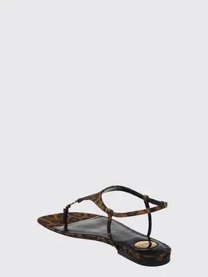 Saint Laurent Leopard Print Strappy Heeled Sandals - Black