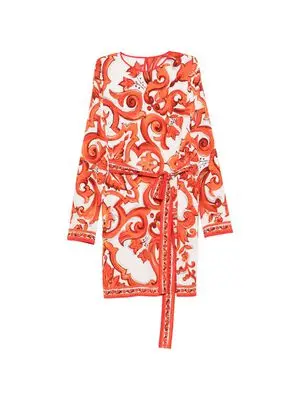 Dolce & Gabbana Maiolica Print Silk Dress - Multicolor