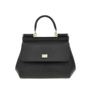 Dolce & Gabbana Dauphine Leather Medium Sicily Bag - Black