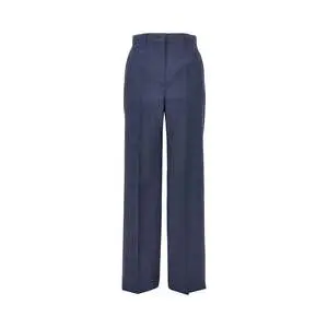 Max Mara Virgin Wool Tailored Pants - Blue