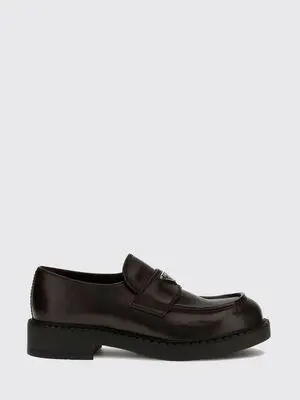 Prada Calf Leather Loafers With Taurus Detail - Brown