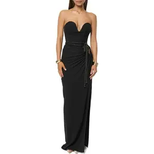 JLUXLABEL Sleeveless Corset Top And Skirt Set - Black