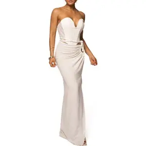 JLUXLABEL Sleeveless Corset Top And Skirt Set - Ivory