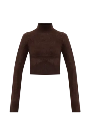 Sportmax Agio' Cropped Cashmere Turtleneck Sweater - Brown