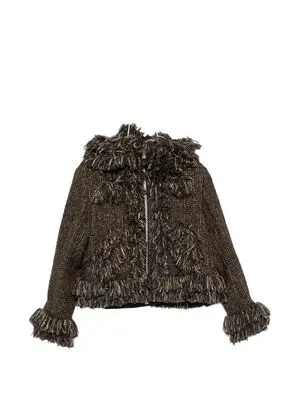 Sacai Textured Fringe Trimmed Hooded Jacket - Multicolor
