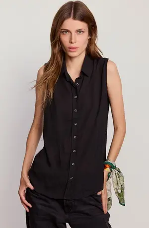 The Shirt By Rochelle Behrens Signature Sleeveless Shirt - Black