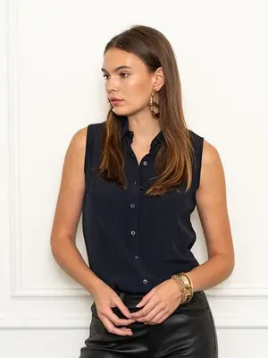 The Shirt By Rochelle Behrens Signature Sleeveless Shirt - Black